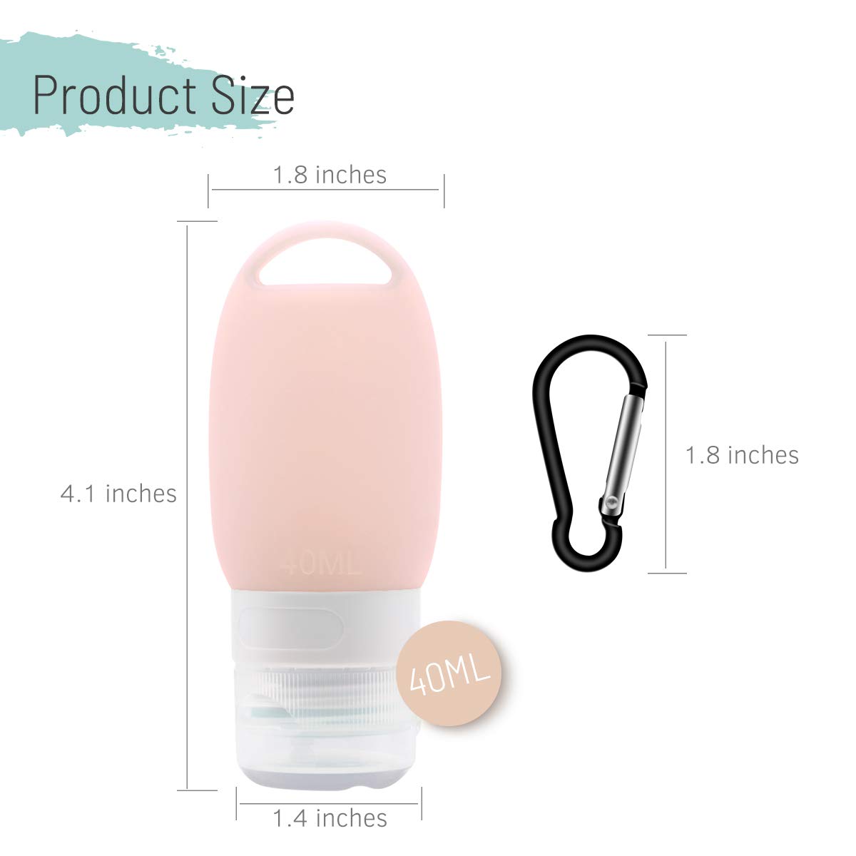 Veroyi Silicone Travel Bottles Leak Proof Squeezable Travel Tubes Set with Keychain Refillable Containers for Shampoo Lotion Soap (3 Packs)