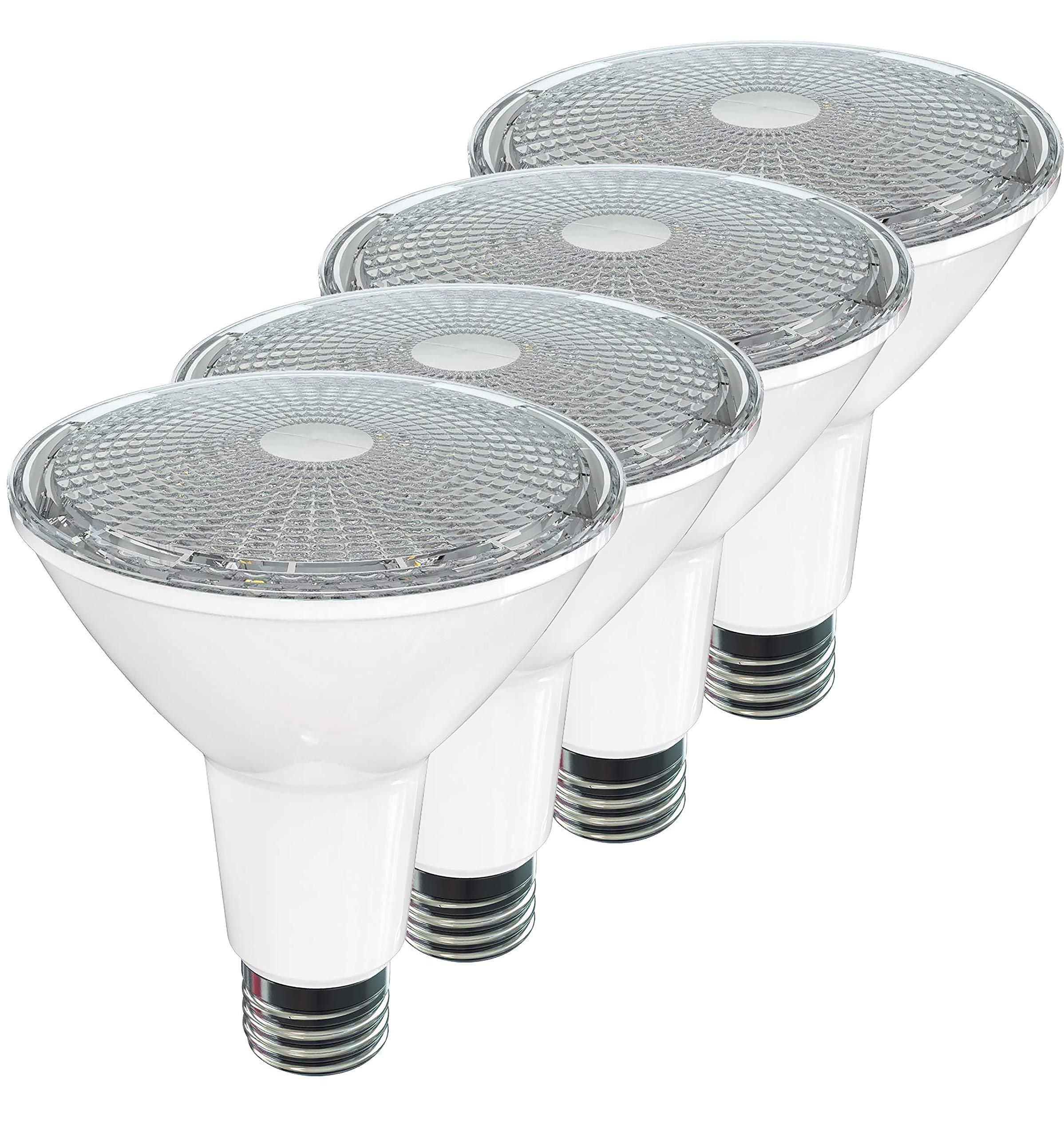 SleekLighting LED Par 30 Long Neck,11 Watt,(75 Watt Equivalent),Soft White -3000K,800Lumens,"Dimmable" Wide Flood Bulb,Indoor/Outdoor, Recessed Lighting, Spot Light,E26,ES&UL wet location 4Pack