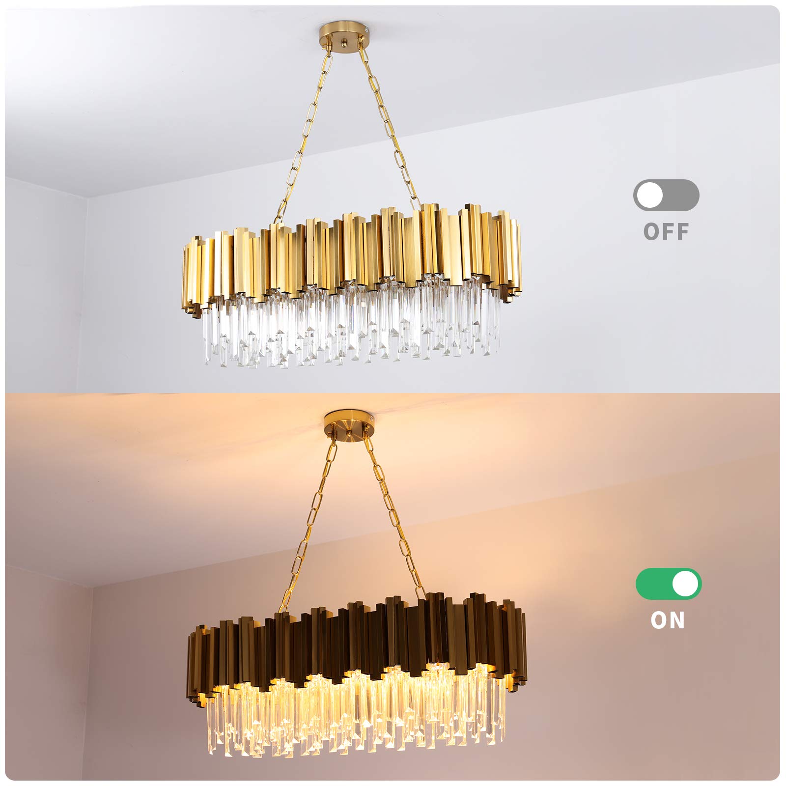 ZIROOPLUS 8 Light Modern Chandeliers Crystal Chandelier Pendant Lights Fixture for Dining Room, Bathroom, Bedroom, Living Room, Pool Table Light E12 Bulb Required
