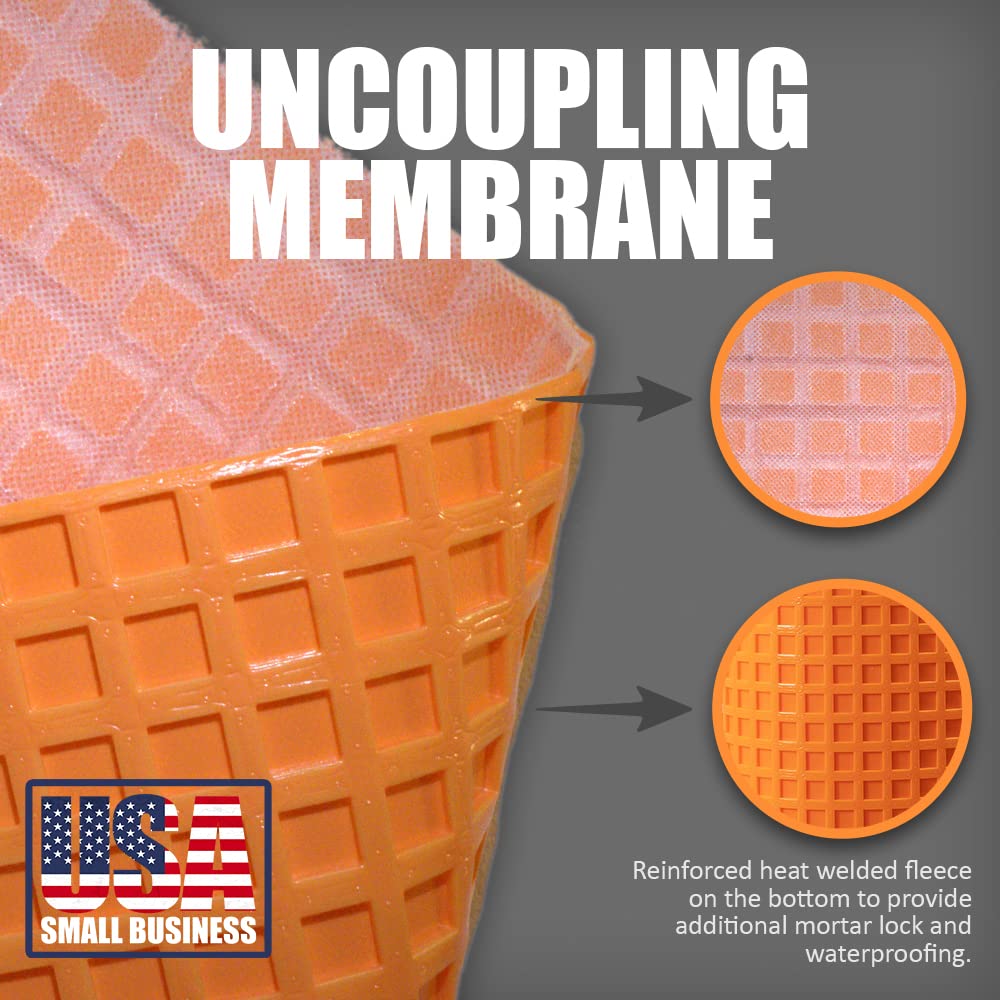 Uncoupling Membrane 1/8” Underlayment – 54 sq. ft. - Waterproofing Tile or Stone Flooring Bathroom, Shower, Sauna, Steam Room Floor – Water Proof & Crack Isolation – Snap Products
