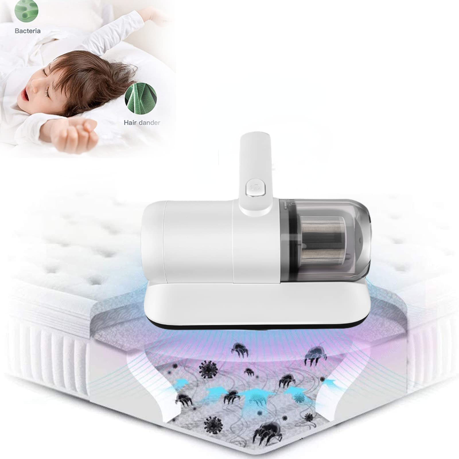 XiadierVi Bed Vacuum Cleaner, Cordless Vacuum Cleaner, Uv Mattress Vacuum, Suitable for Pillows, Sheets, Mattresses, Sofas, Plush Toys and Other Fabric Surfaces