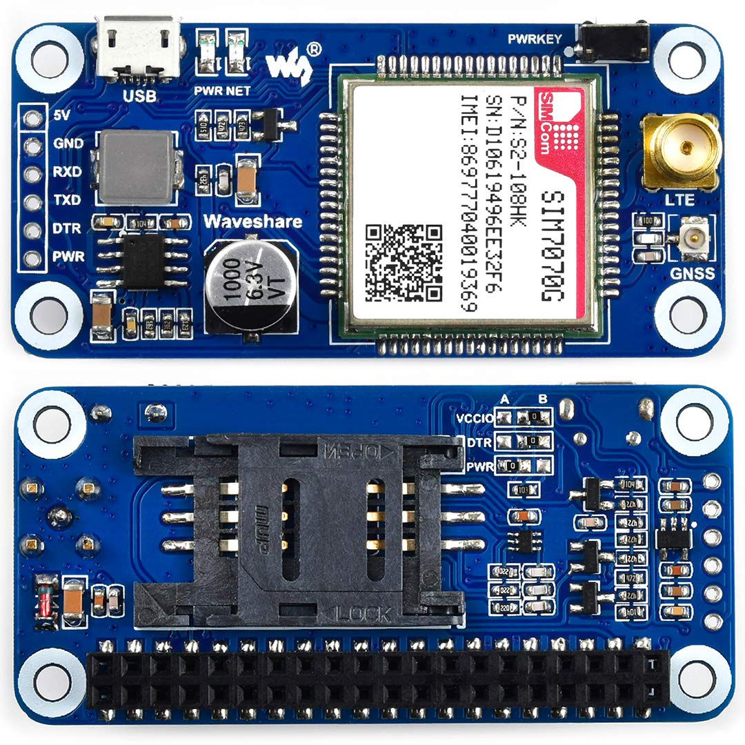 SIM7070G NB-IoT/Cat-M/GPRS/GNSS HAT for Raspberry Pi Series Boards, with GNSS Positioning,Support Global Band