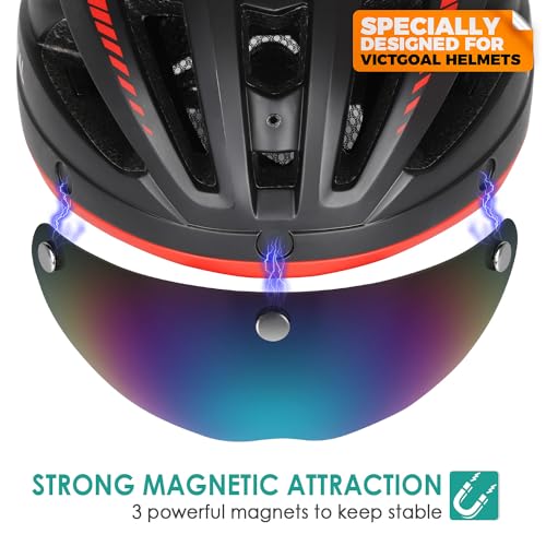 VICTGOAL Detachable Magnetic Bike Helmet Goggles Visor Especially Deisgned for VG110/VG112 Bicycle Helmet (Colorful)