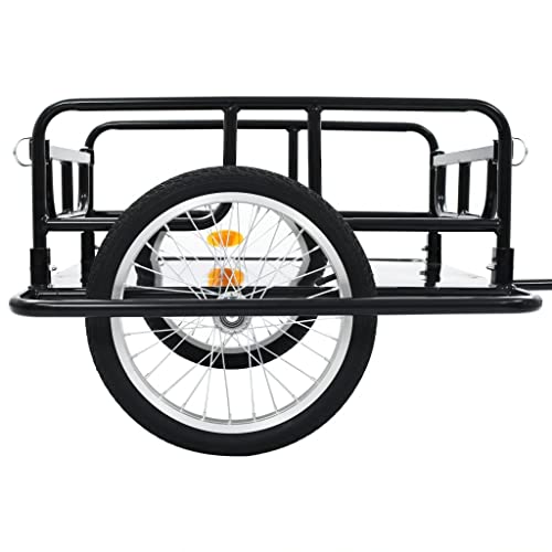 vidaXL Trailer, Foldable Bike Cargo Trailer with a Quick-Release Hitch, Storage Bike Trailer with Wheels and Reflectors, Steel Black