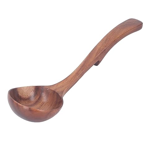 Serving Ladle Solid Wood Curved Handle Wooden Spoon Elegant Safe and Reliable Hotel Kitchen Utensils (Type A)