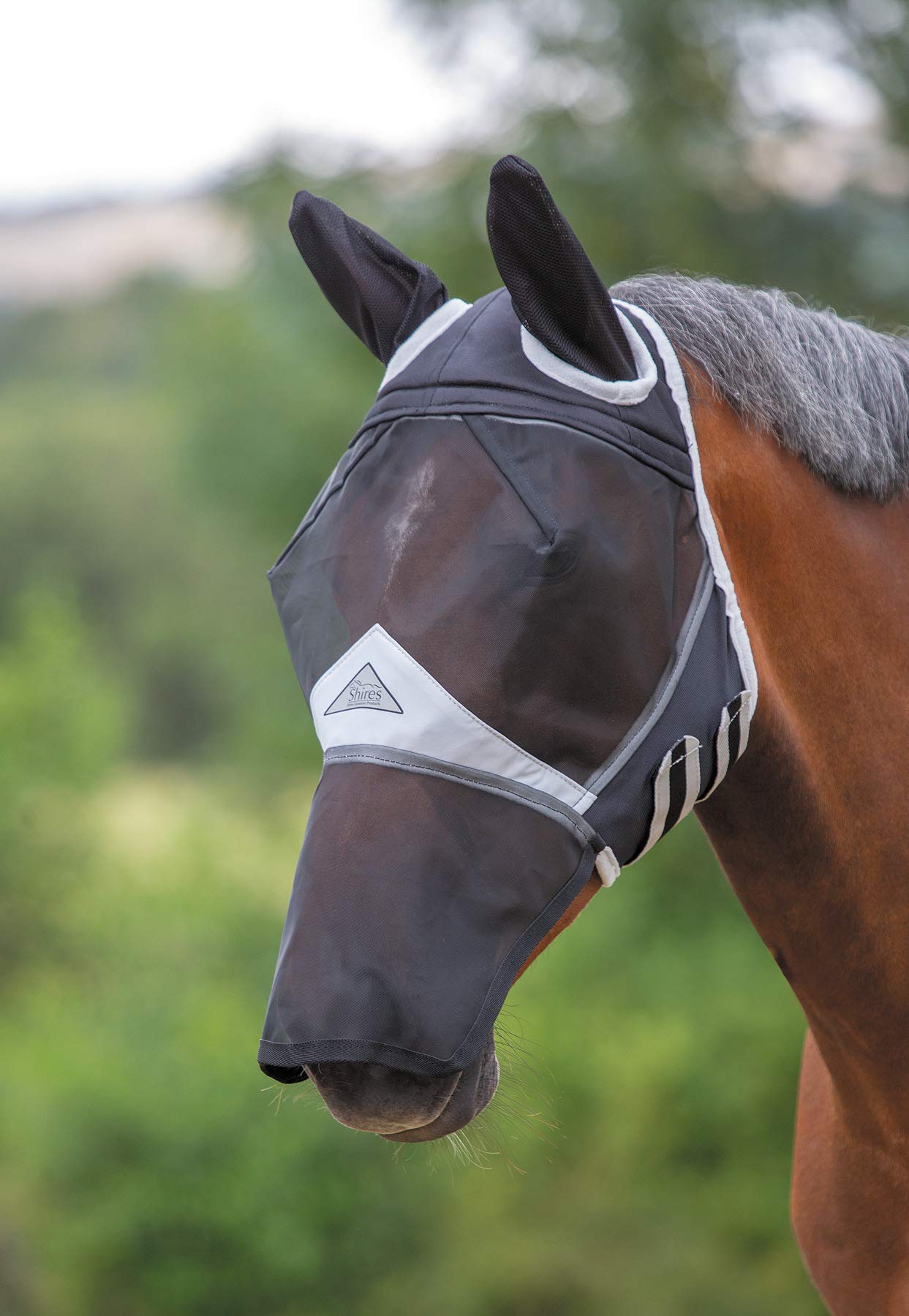 Shires Full Face Fly Mask, Det Nose - Shires Us Black Cob