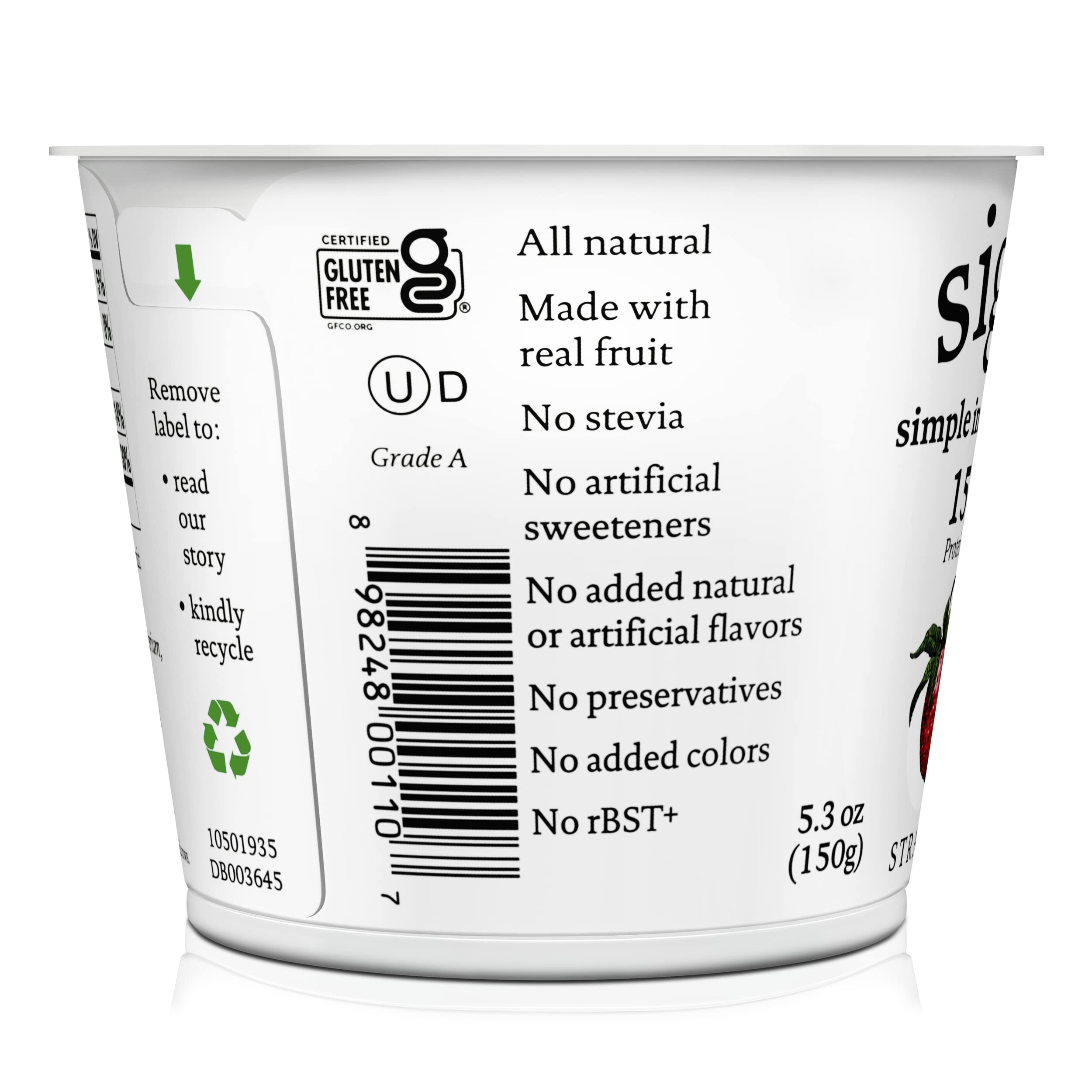 siggi's Icelandic Strained Nonfat Yogurt, Strawberry, 5.3 oz. Single Serve Cup – Thick, Protein-Rich Yogurt