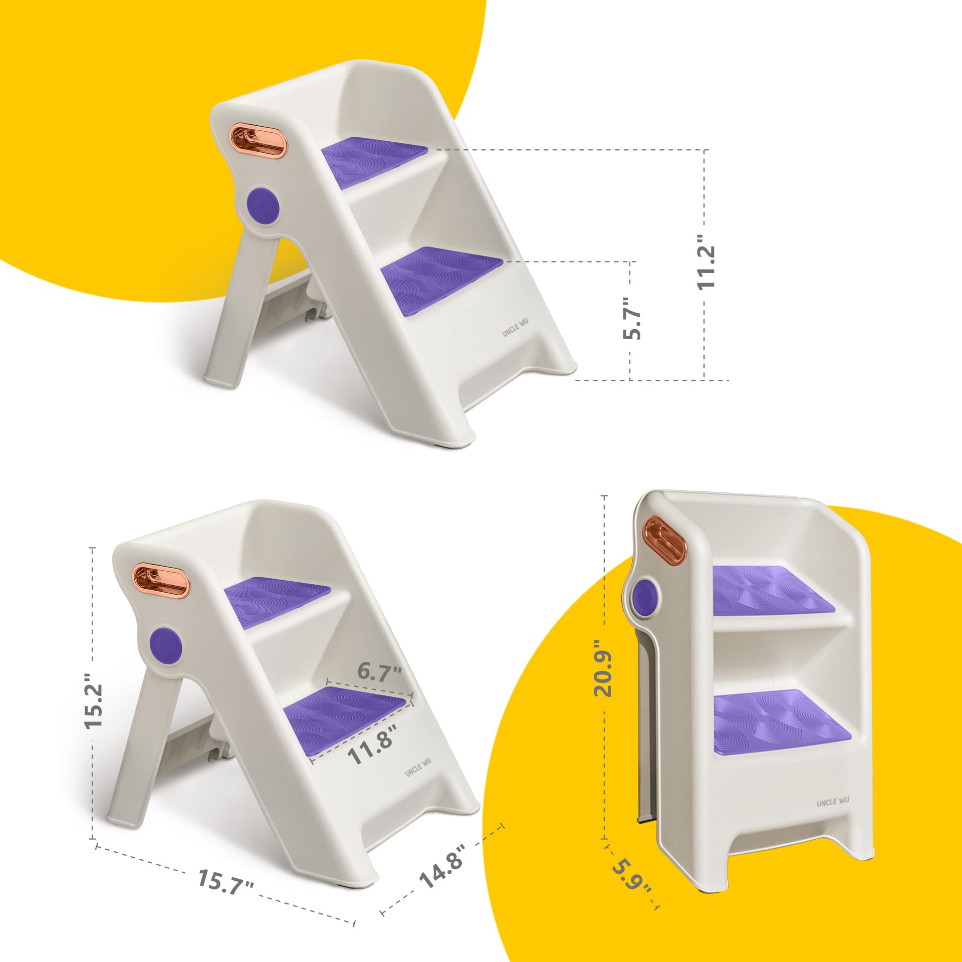 UNCLE WU Foldabel Two Step Stool for Adult