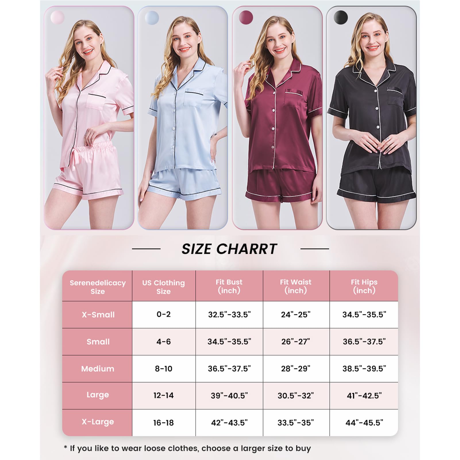 Pure as a lotus Women Sleepwear Sets Silk Pajamas Set Loungewear Button-Down Two-piece Pj Sets Shorts Nightwear Set Pink