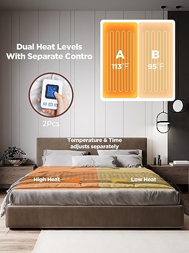 Shodu Heated Blanket,Fast Heating&Over-Heat Protect Electric Blanket,Dual Controller,ETL Certification,9 Heat Settings 1-12 Hours Auto Off (White, Queen 90''×84'')