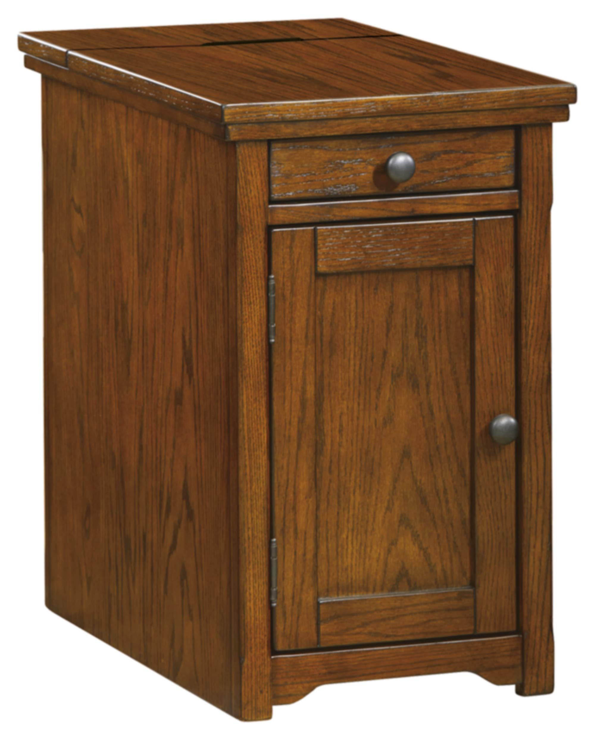 Signature Ashley Traditional End Tables with Storage & Charging (Dark Brown)