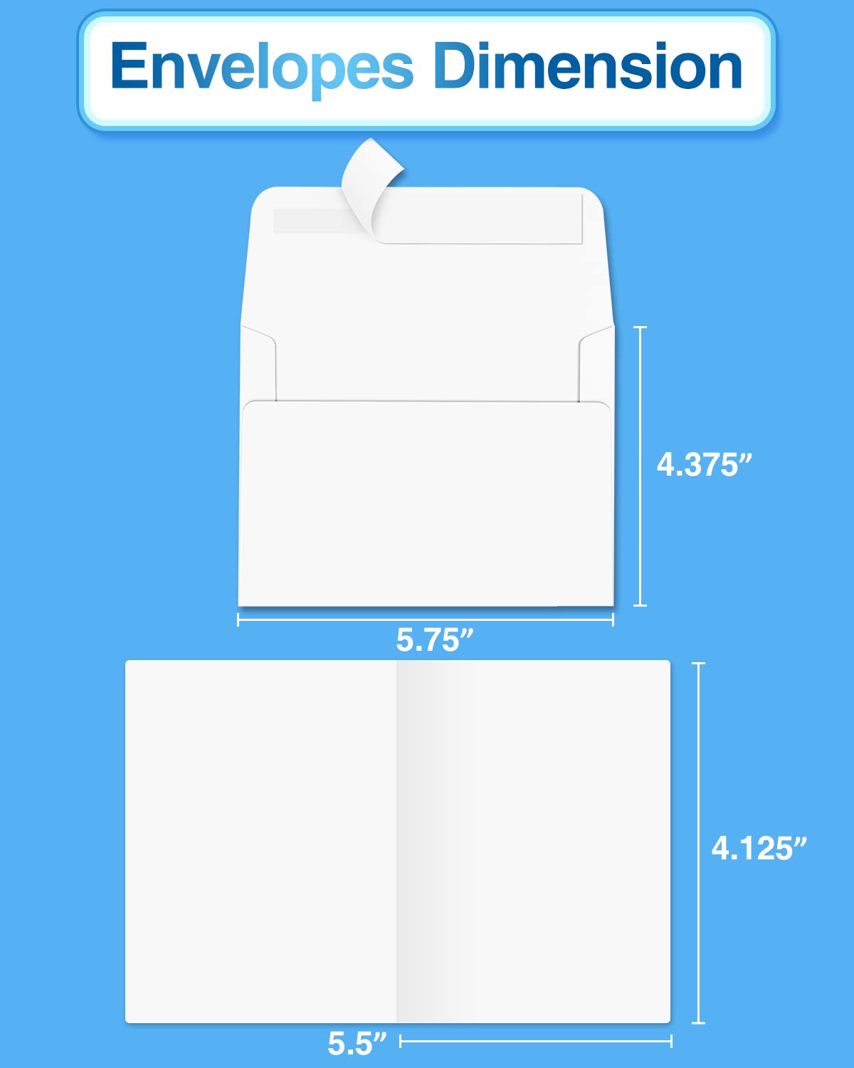 Poever Blank-Cards-and-Envelopes 60 Pack - 4 x 5.5 Folded Cardstock with A2 White Envelopes-for-Invitation, Heavyweight Blank-Note-Cards-and-Envelopes Self Seal Printable for Greeting Party Birthday