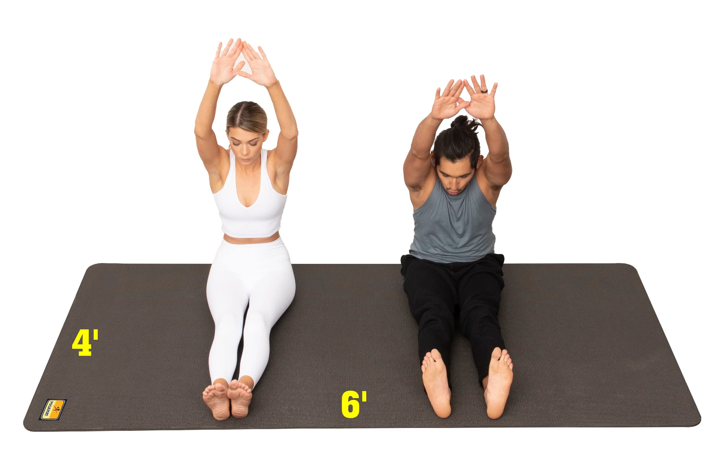 POGAMAT Premium Thick Yoga Mat - 6 ft X 4 ft x 8mm - Light Cardio Workout Mat - Extra Long Memory Foam Floor Mats for Yoga, Meditation and Stretching - Use For Any Exercise Without Shoes Black