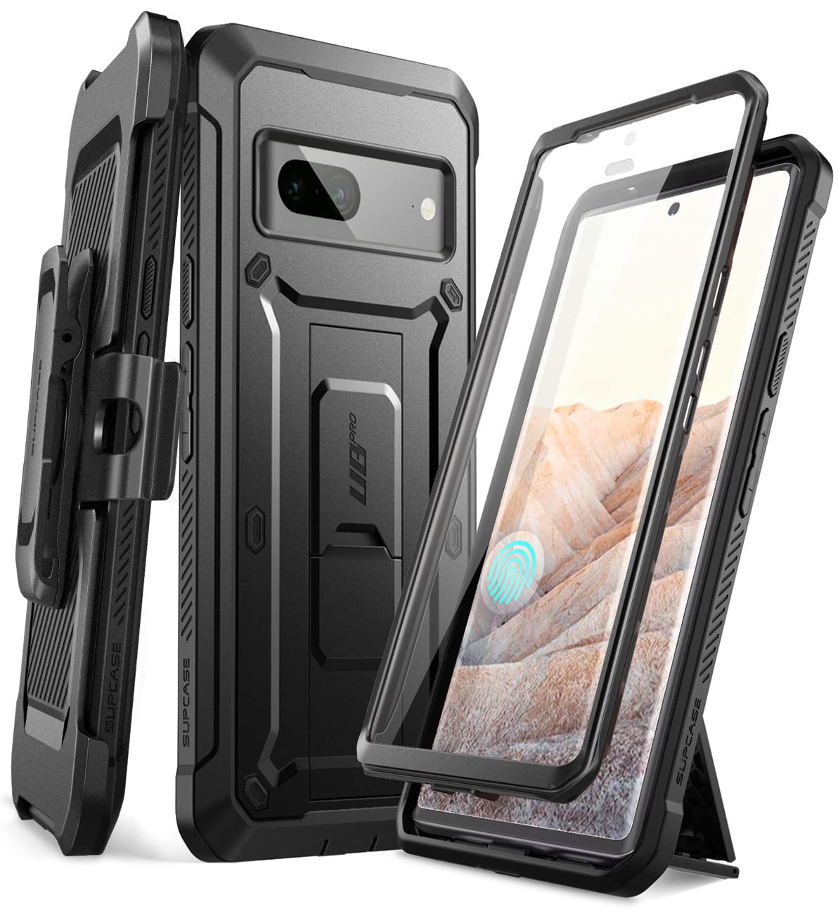 SUPCASE Unicorn Beetle Pro Series Case for Google Pixel 7 (2022 Release), Full-Body Rugged Belt-Clip & Kickstand Case with Built-in Screen Protector (Black)
