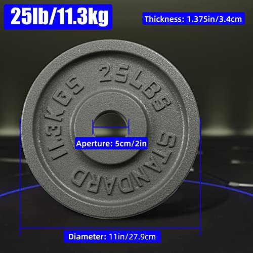 Standard Olympic 25LB Weight Plate, Bumper Plates Barbell Weights with 2-inch Hole for Strength Training Weightlifting Weight Loss Home Gym Equipment (Standard plate GN)
