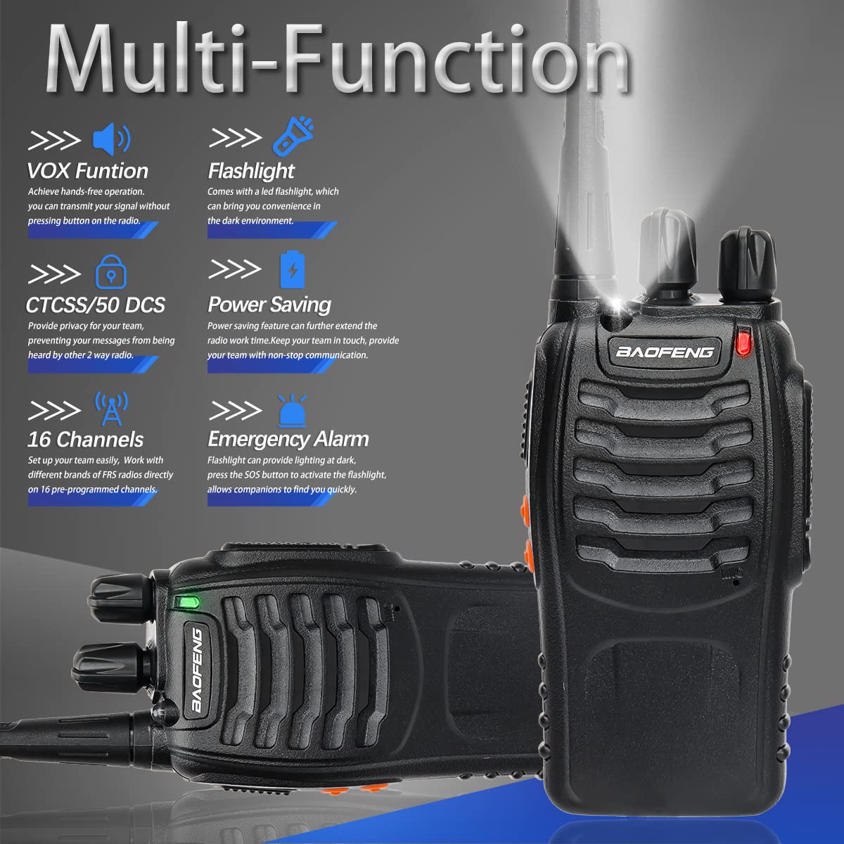 Walkie Talkies Long Range for Adults Rechargeable walkie Talkie Baofeng 2 Way Radio with Air Acoustic Tube Earpiece UHF Handheld Transceiver Walky Talky with Flashlight Battery USB Charger(4 Pack)