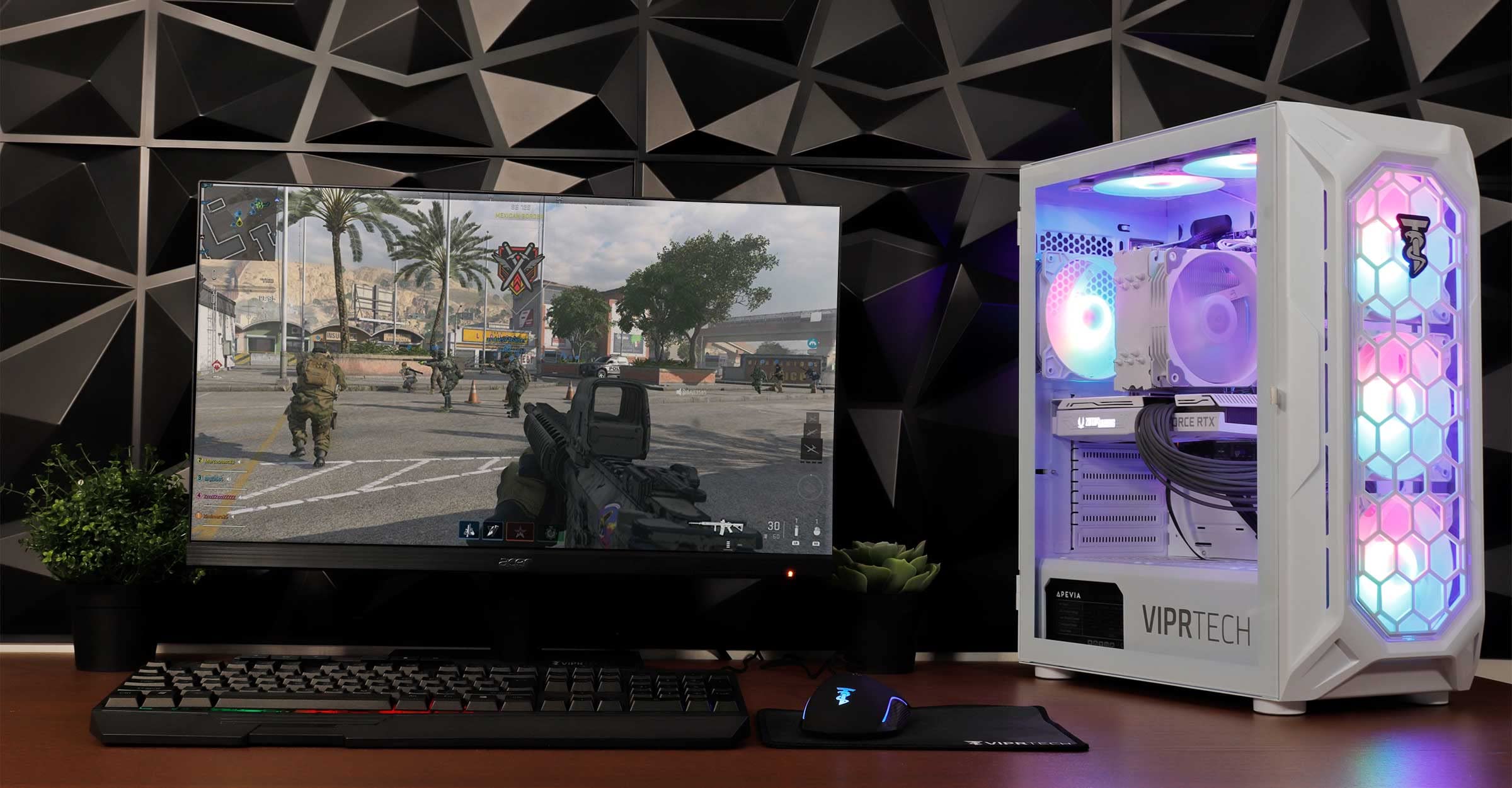ViprTech Ghost 2.0 Gaming PC - AMD Ryzen 5 5600G (12-LCore 4.4Ghz), RTX 3060 12GB, 32GB DDR4 3200, 1TB NVMe SSD, 600W Gold PSU, VR-Ready, Streaming, RGB, Win 11, Warranty, White Desktop Computer