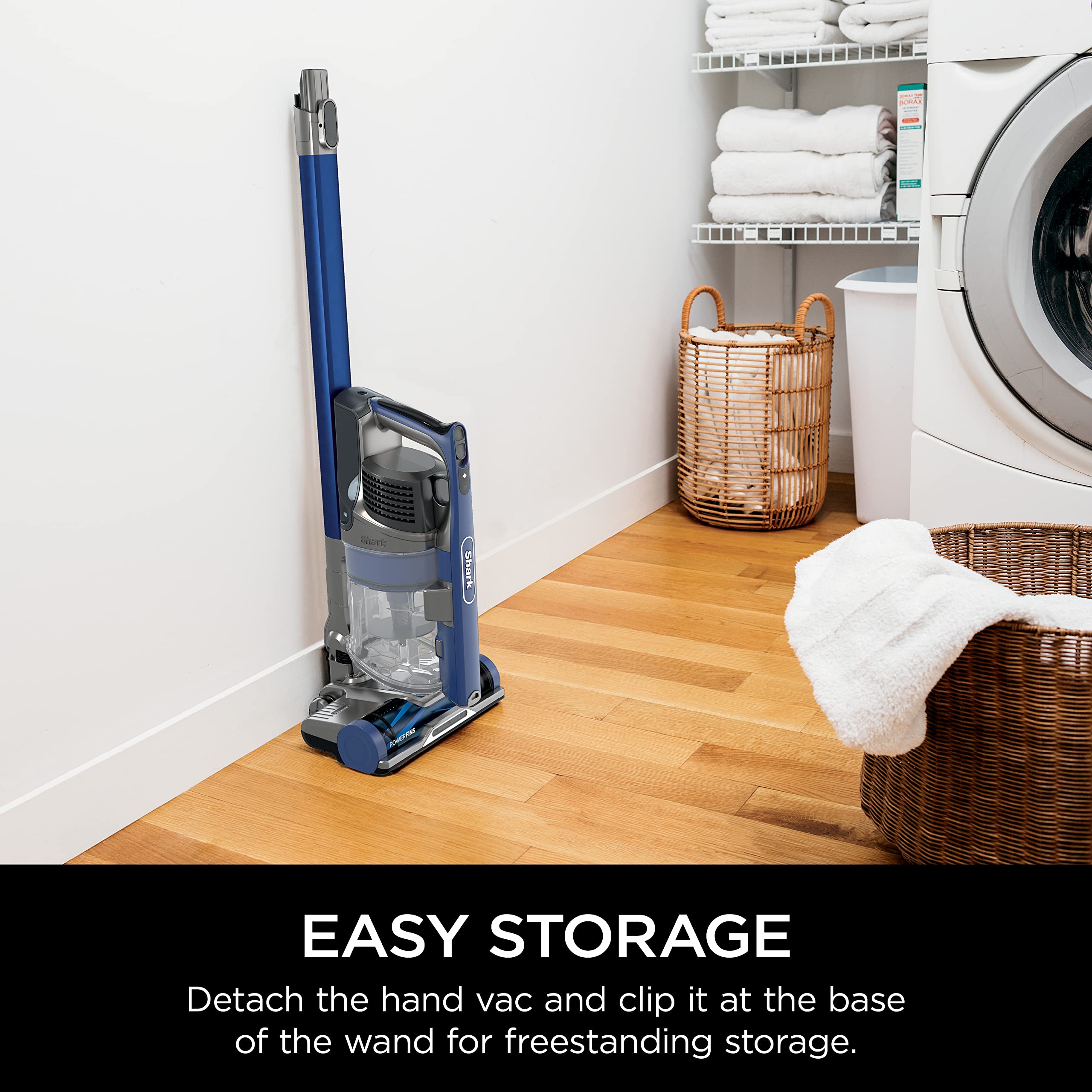 Shark IZ363HT Anti-Allergen Pet Power Cordless Stick Vacuum with PowerFins Technology and Removable Handheld, Blue (Renewed)