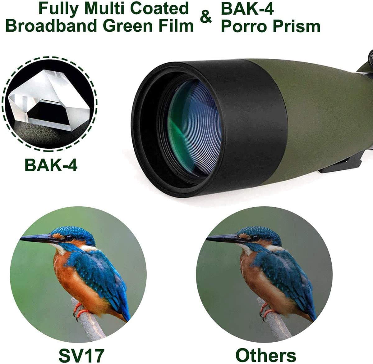 SVBONY SV17 25-75x70mm Spotting Scope Straight Waterproof Spotting Scope for Camping Hunting Bird Watching