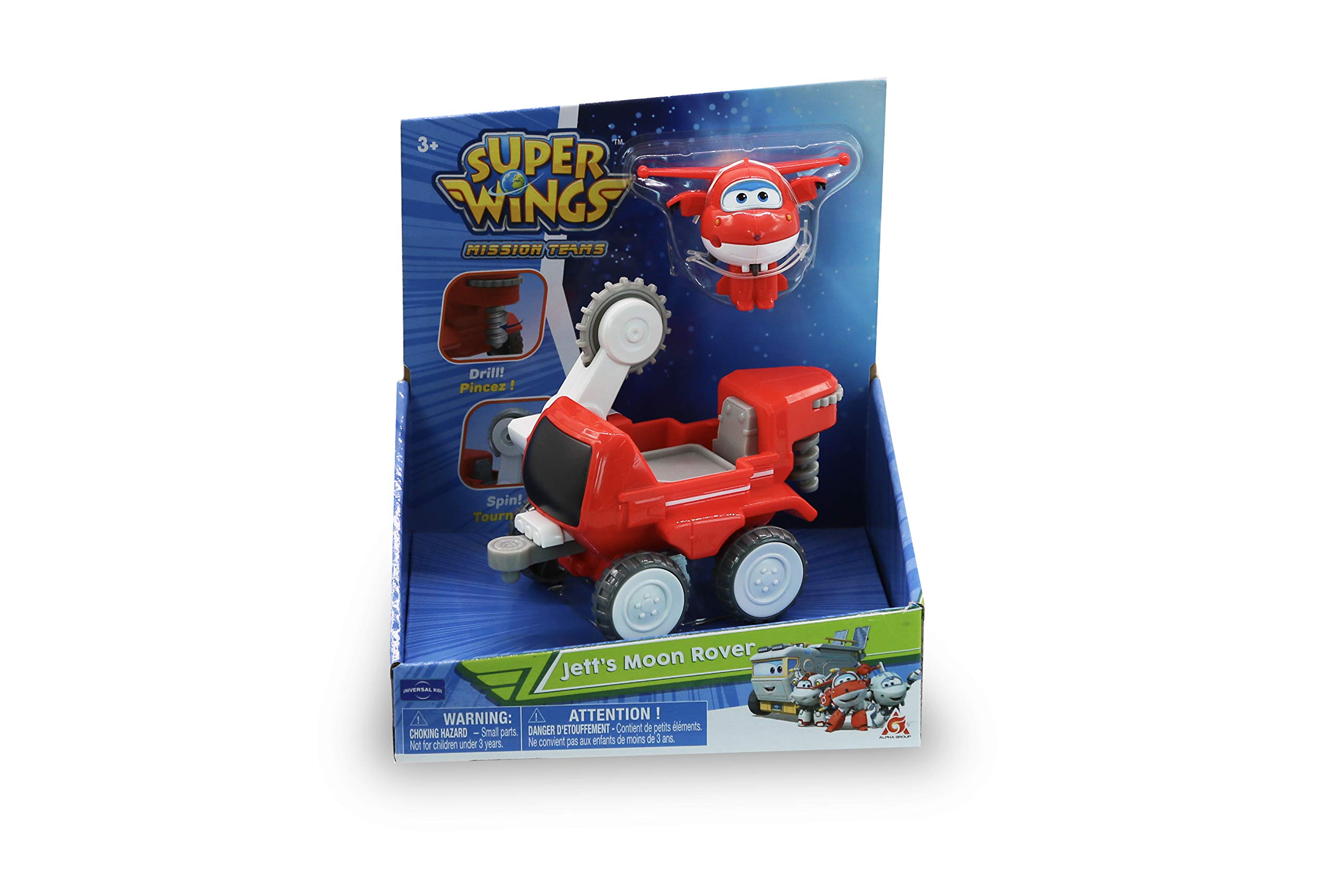 Super Wings - Jett's Moon Rover Vehicle | Transform-A-Bot Jett Toy Figure US730842