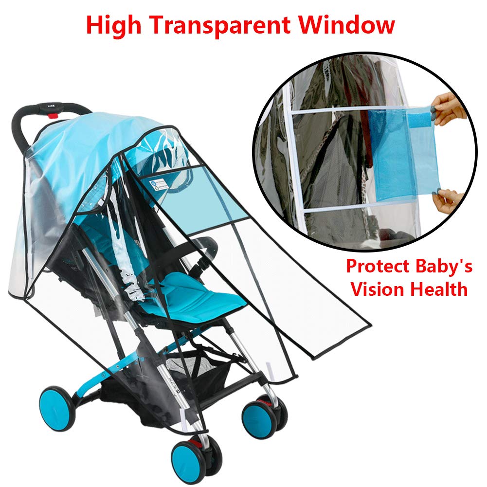 Universal Baby Stroller Rain Cover, Double Zipper with Eye Screen,Windproof,Dustproof, Rain and Snowproof Stroller Cover,Ventilated High-Definition Transparent Baby Travel Windproof and Insect Cover