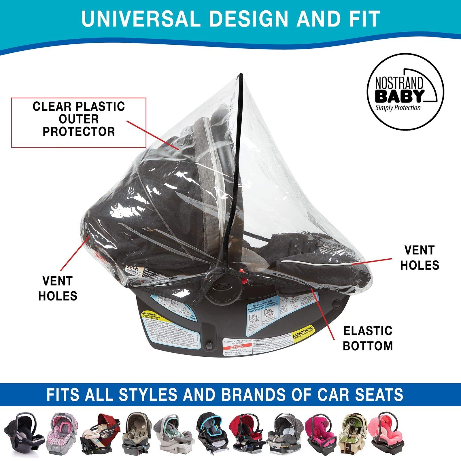 Universal Baby Weather Car Seat Rain Cover Waterproof, Protect from Snow Dust