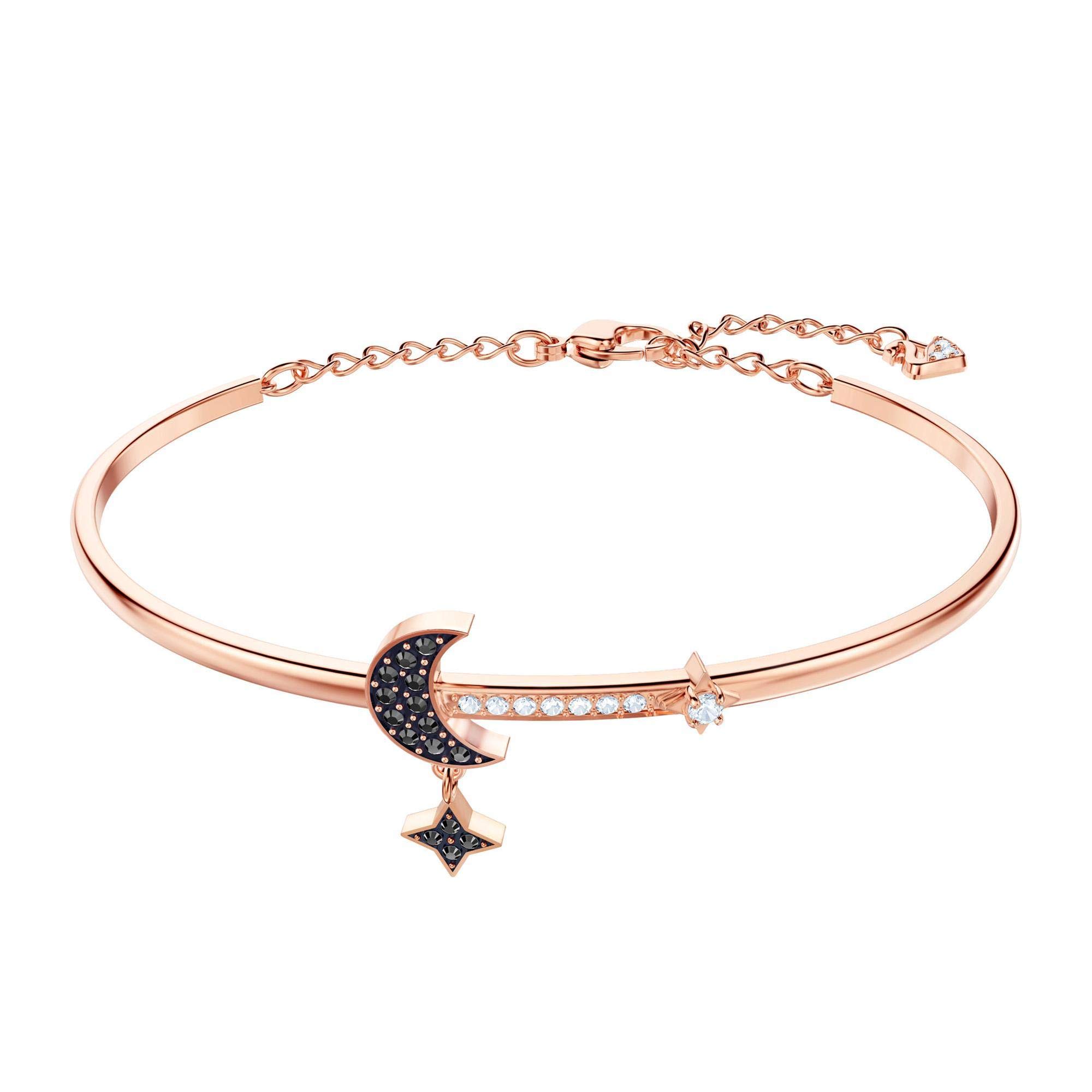 SWAROVSKI Crystal Duo Moon Black Rose Gold-Tone Bangle