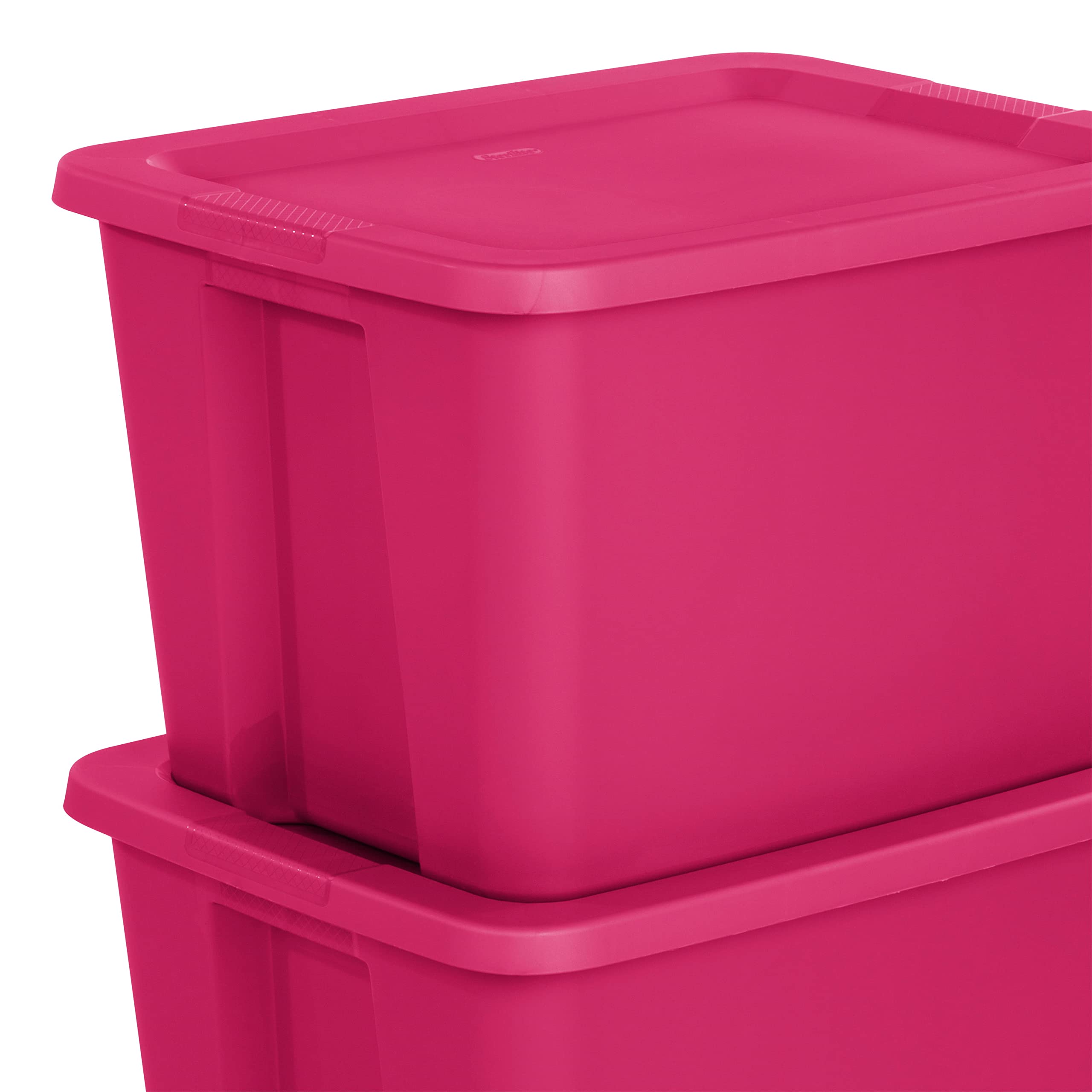 Vibrant Fuchsia Burst - Set of 8 Plastic Tote Boxes (18 Gallon) - Red Storage Containers