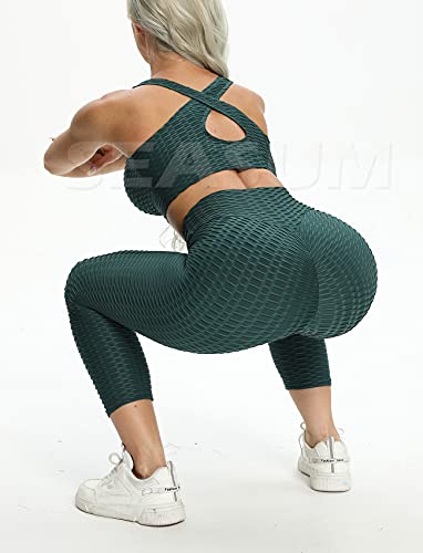 SEASUM Women's High Waist Yoga Pants Tummy Control Slimming Booty Leggings Workout Running Butt Lift Tights M