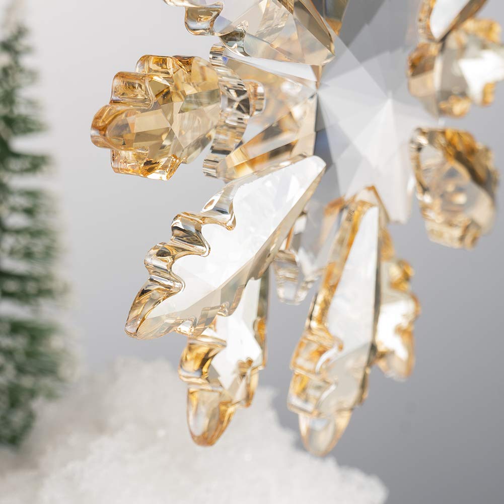 SIYOUKI Chrismats Gift Fantasy Elf Pendant, Crystal Snowflake Christmas Ornaments,Crystal Hanging Decorations (Gold)