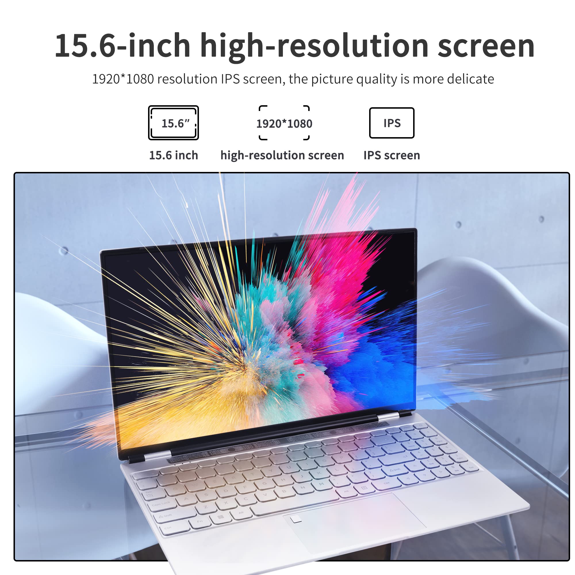 ZWYING [Win 11 &Office 2019] All Metal 15.6’’ FHD IPS Screen 12th Celeron N5105 (2.0-2.9Ghz) Laptop DDR4 16GB RAM 960G SSD Notebook 180°Opening and Closing Dual Band WiFi (Silver)