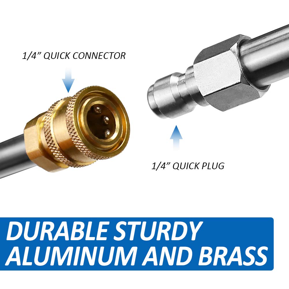 Undercarriage Cleaner for Pressure Washer, Under Carriage Power Washer Attachment with 45 Degree Angled Wand, 4 High Sprayer, 1/4 Quick Connect and Swivel Caster Wheel (Silver)