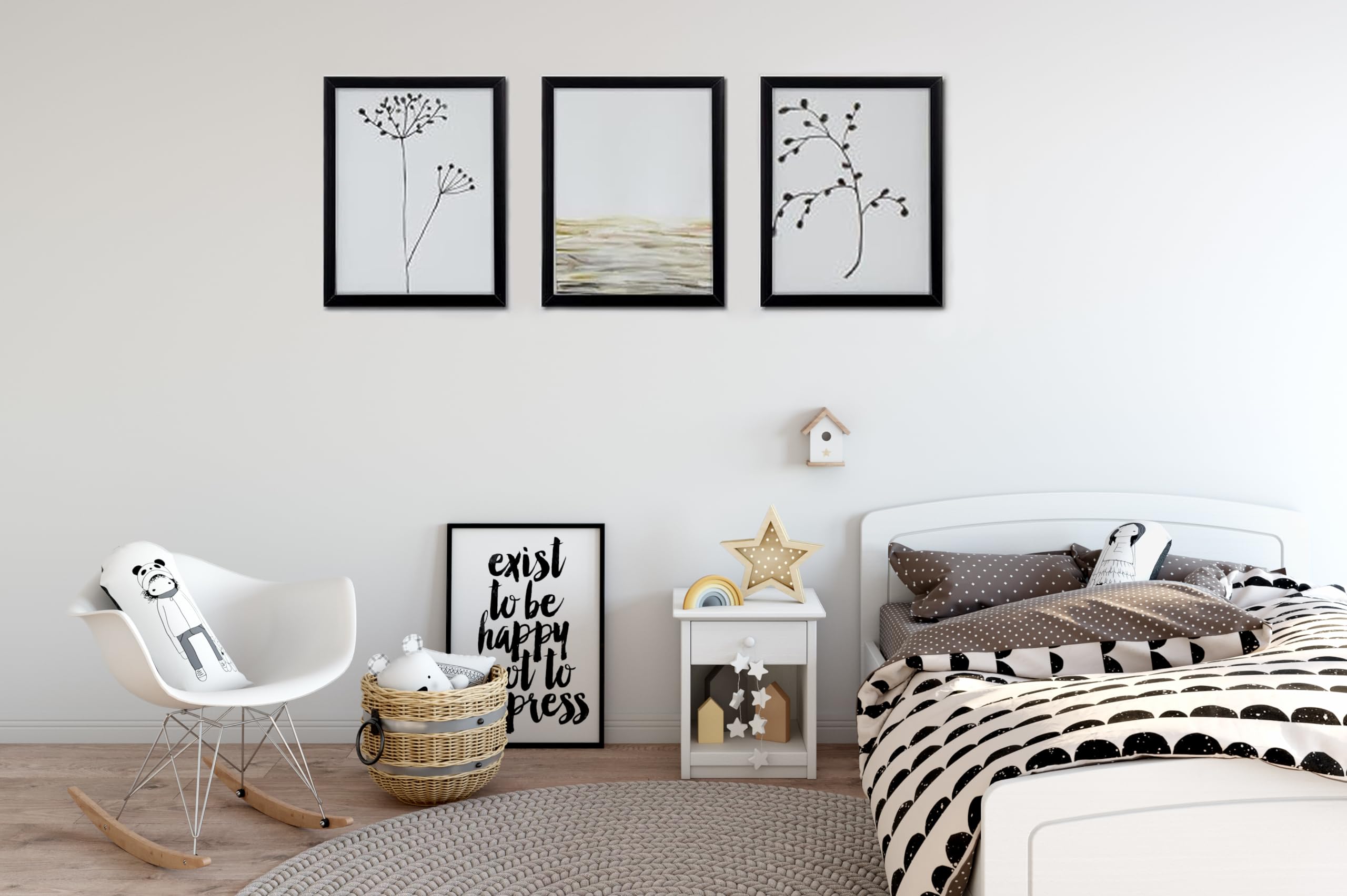 Picrit 11x14 Picture Frame Set of 7, Display 8 x 10 with Mat or 11 x 14 Without Mat, Photo Frames for Wall Mounting or Table Top Display, Black.