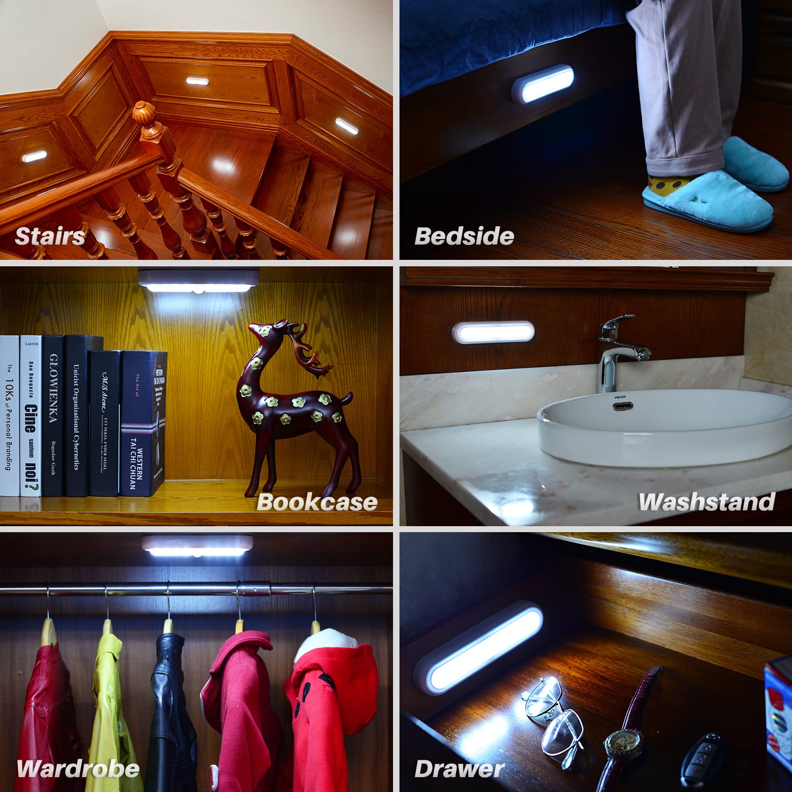 STAR-SPANGLED 12” Touch Sensor Light Indoor Battery Operated, Stick on LED Light for Closet, Stairs, Under Cabinet