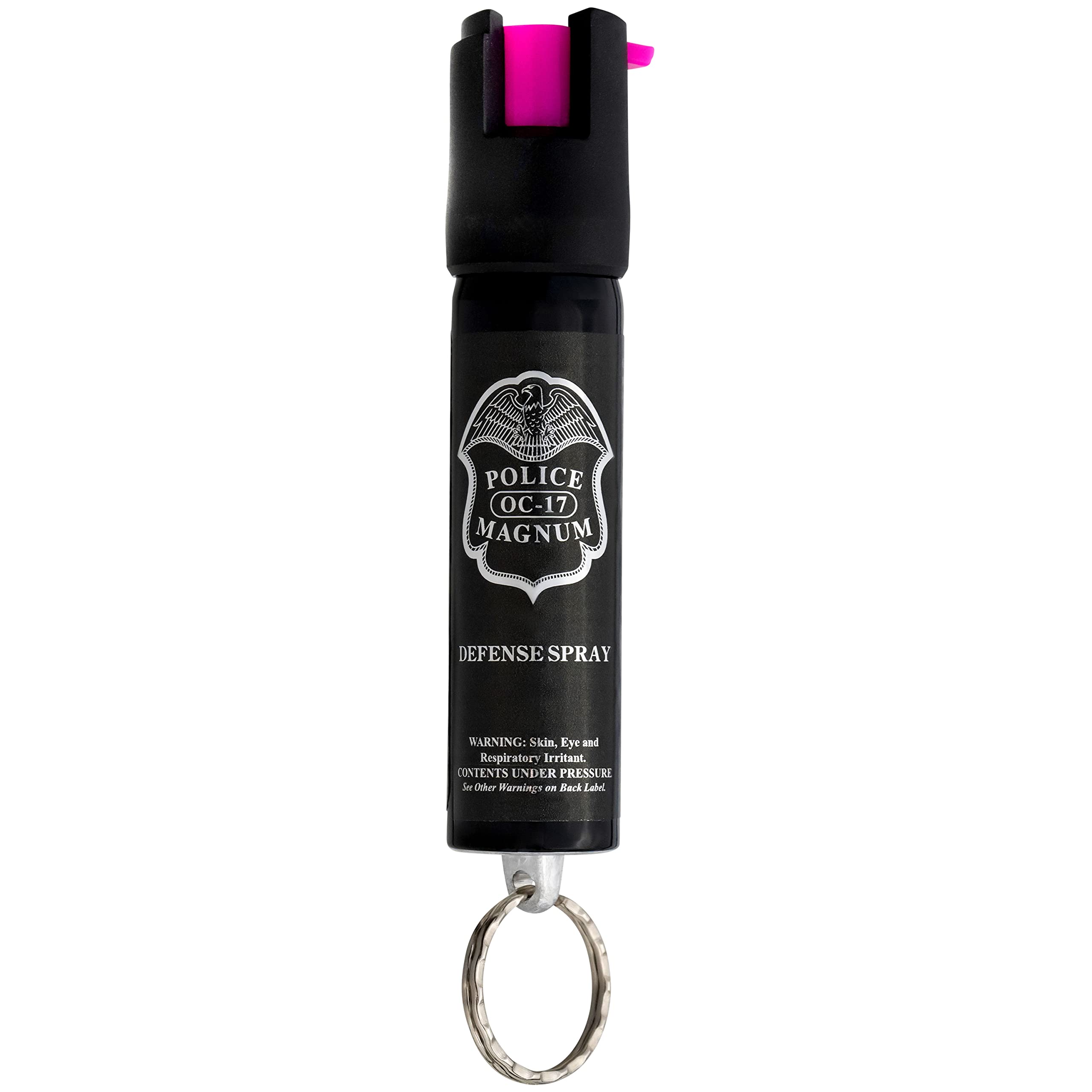 POLICE MAGNUM Pepper Spray Self Defense Security- Made in The USA - 3/4 Ounce Twist Lock (2 Pack .75 Hot Pink Keyrings)