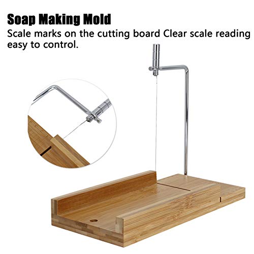 Silicone Soap Molds, DIY Soap Making Kit, Reusable Hand‑Made Soap Cutter, Wooden Soap Molds DIY Crafts Accessory for Making Soap Candle Bread Chocolate (with lid)