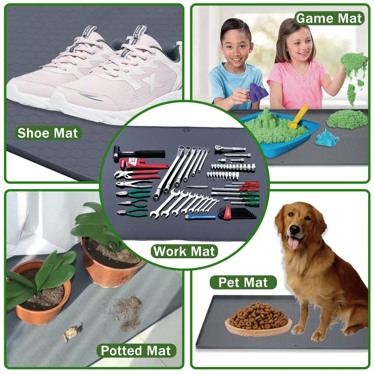 Under Sink Organizers with Drain Hole - Silicone Mat - Perfect for Kitchen and Bathroom Organization and Storage