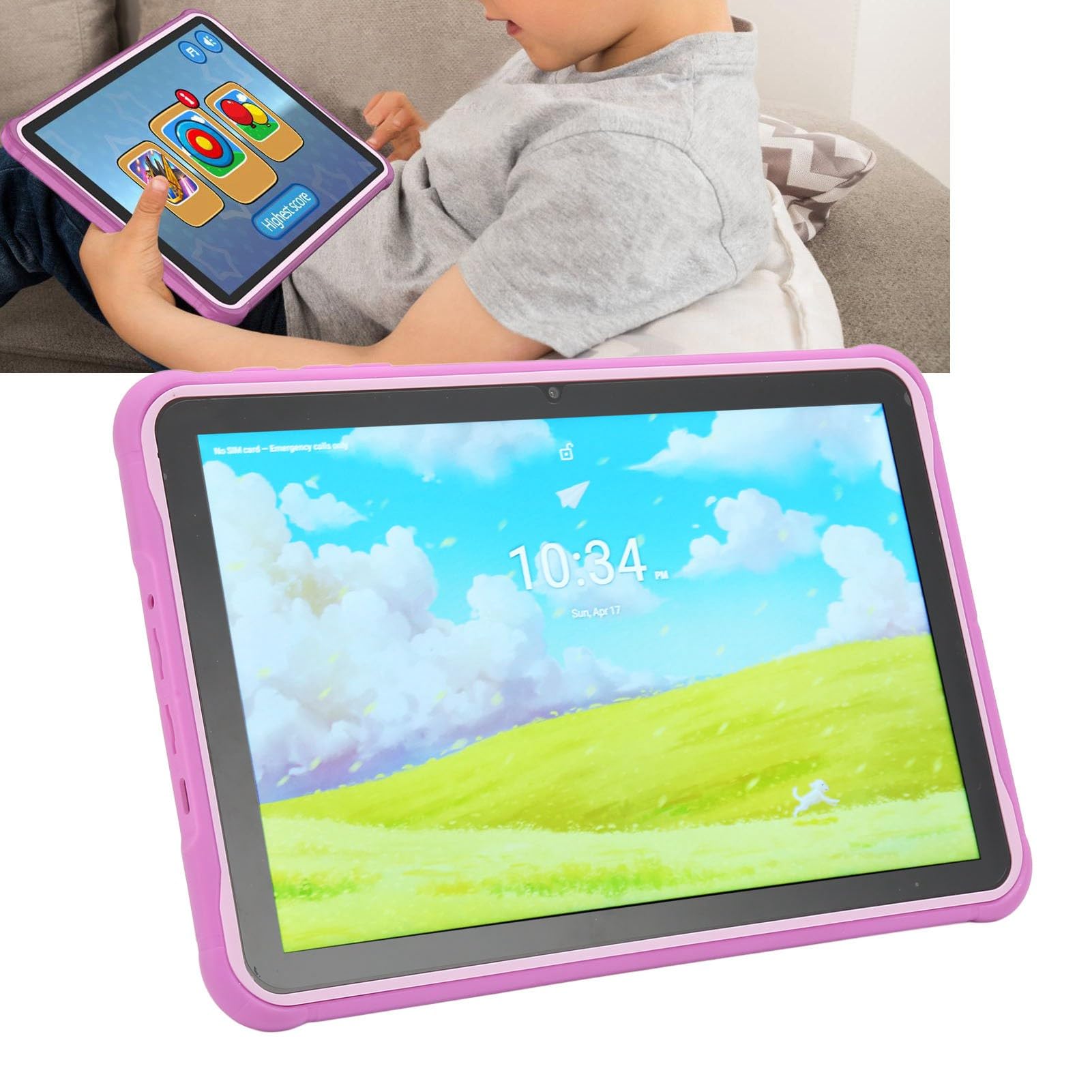 Zyyini 10 Inch Kids Tablet 2GB RAM 32GB ROM Quad Core HD IPS Screen 8MP Rear Camera WiFiParental Control Educational (US Plug 100β240V)