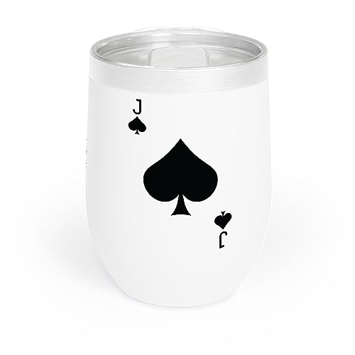 Zaman Hassan Jack of Spades Deck of Cards Halloween Costume Chill Wine Tumbler For Men (12 oz, White)