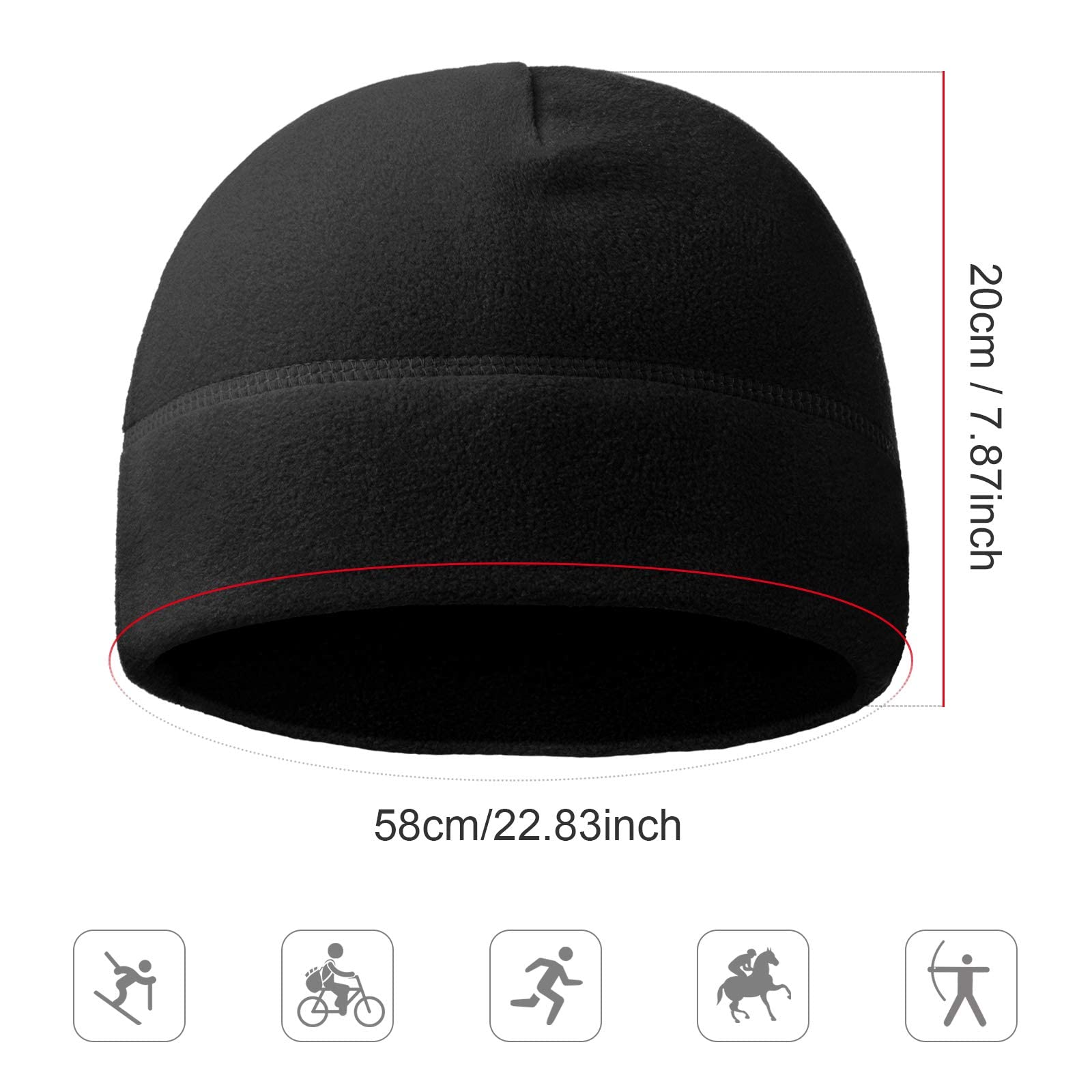 Synthetic Microfleece Red Tactical Polartec Watch Cap Fleece Youth Mens Winter Hat Military Tactical Skull Cap Beanie (Black)