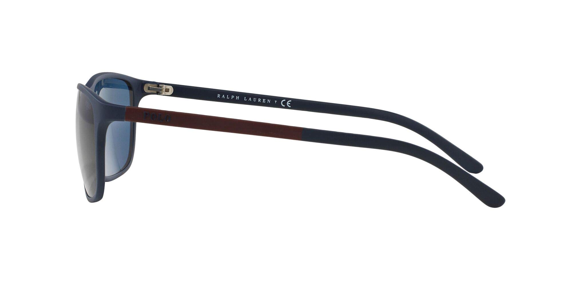 Polo Ralph Lauren Men's PH4092 Square Sunglasses, Matte Blue/Dark Blue, 58 mm