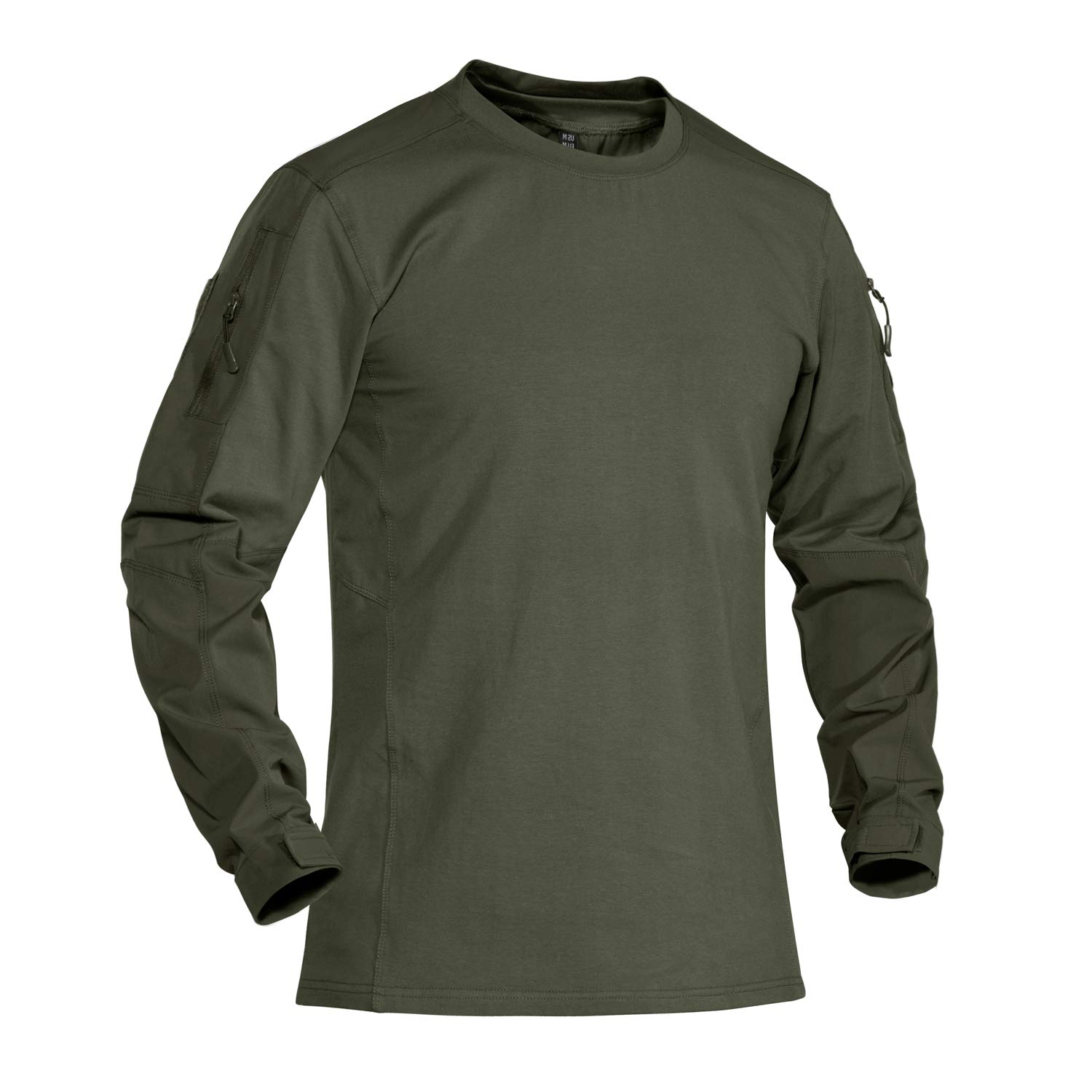 TACVASEN Active Shirts for Men Long Sleeve Cotton Outdoor Performance Tactical Polo Shirts Green 2XL