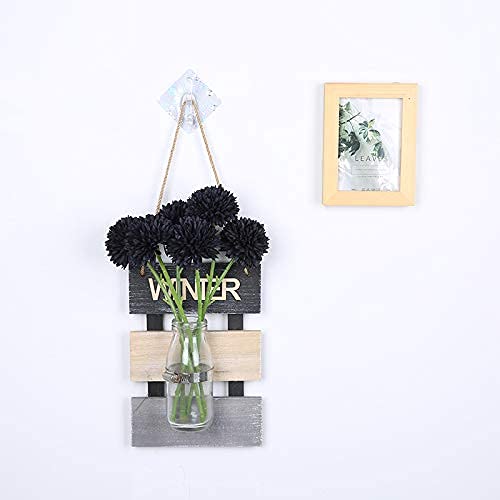 Serra Flora Artificial Flowers Fake 7cm Chrysanthemum Ball Bouquet Flowers Silk Plastic Artificial Hydrangea 6 Heads Bridal Wedding Bouquet for Home Garden Party Wedding Decoration (Black)¡