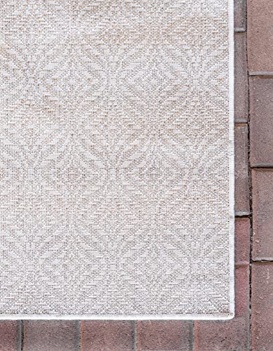 Unique Loom Outdoor Trellis Collection Area Rug - Deco Trellis (9' x 12' Rectangle, Taupe/ Ivory)