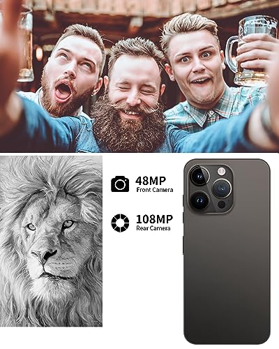 VIQEE A14 Pro Max 5G Unlocked Smartphone - 6GB+256GB Fully Unlocked Cell Phone for Android 13, 6.8" Unlocked Cell Phone, 6800mAh, 48MP+108MP Dual Camera (Black)
