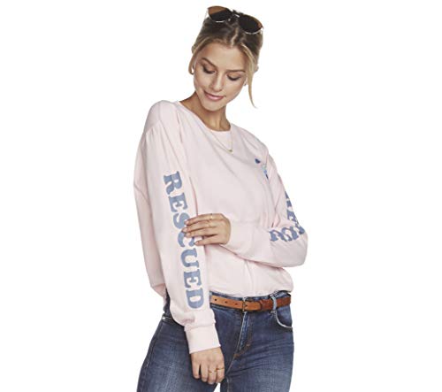 Skechers Women's Bobs for Dogs and Cats Cozy Pullover Top, Light Pink Rescued, S
