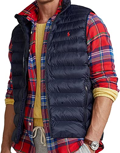 Polo Ralph Lauren Mens Full Zip Puffer Vest (XX-Large, Aviator Navy)