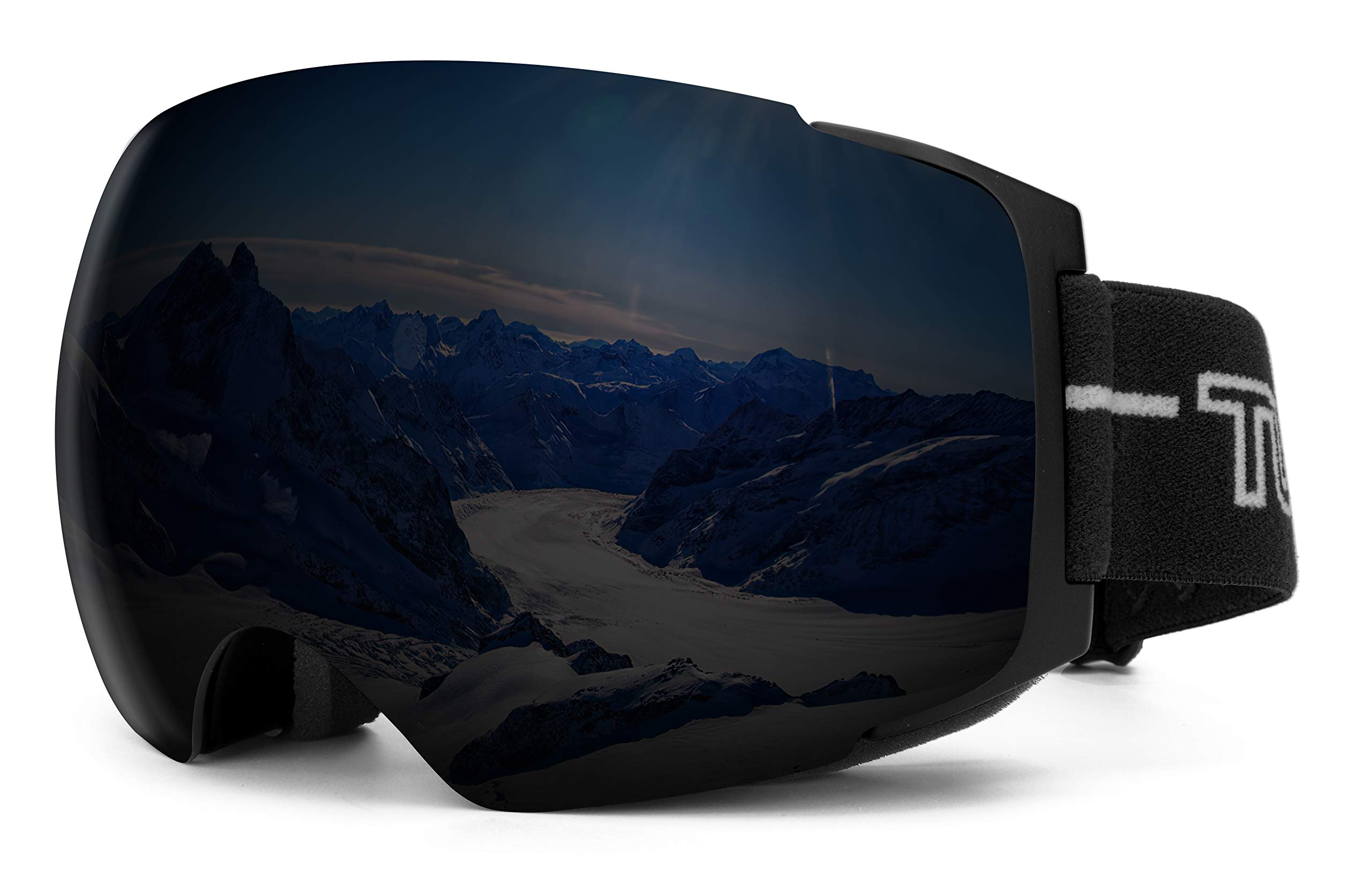 TurnWay OTG Ski/Snowboard Goggles - Magnet Dual Layers Interchangeable Lens, Frameless, 100% UV Protection