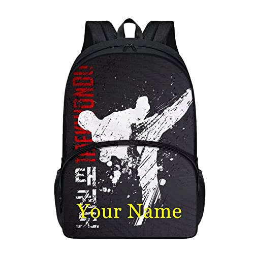UNICEU Taekwondo Sports Backpack Personalized School Bags Add Your Name Customization Durable Shoulder Backpack for Elementary Preschool Teen Boys Girls