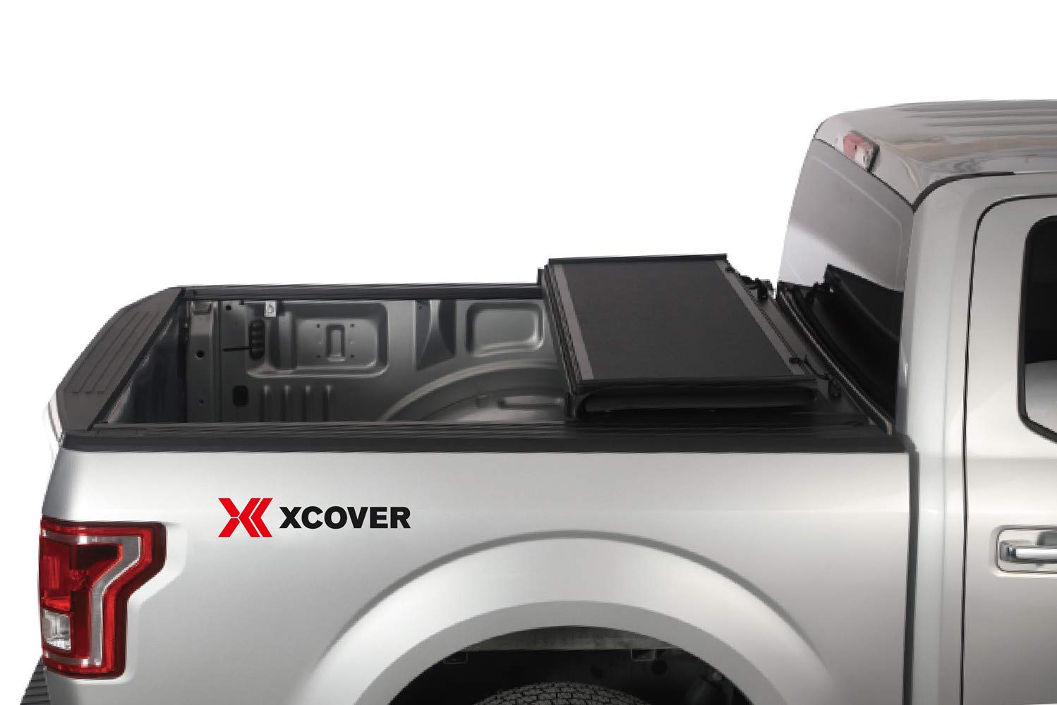 Xcover Low Profile Hard Folding Truck Bed Tonneau Cover, Compatible with 2015-2024 F150 Pickup 6.5 Ft Bed